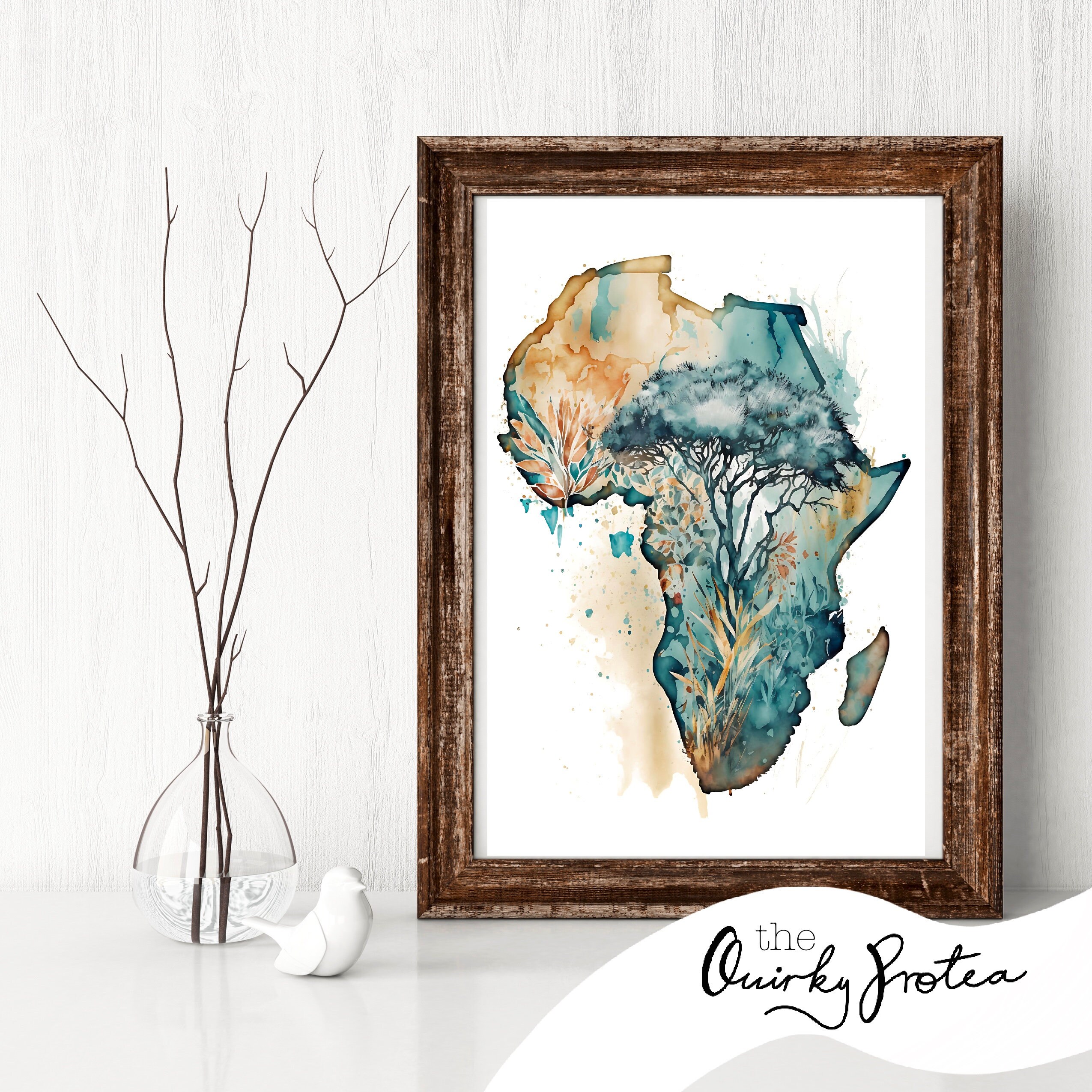 Set of 3 Africa Maps, Watercolour, Digital Download, Wall Decor, South ...