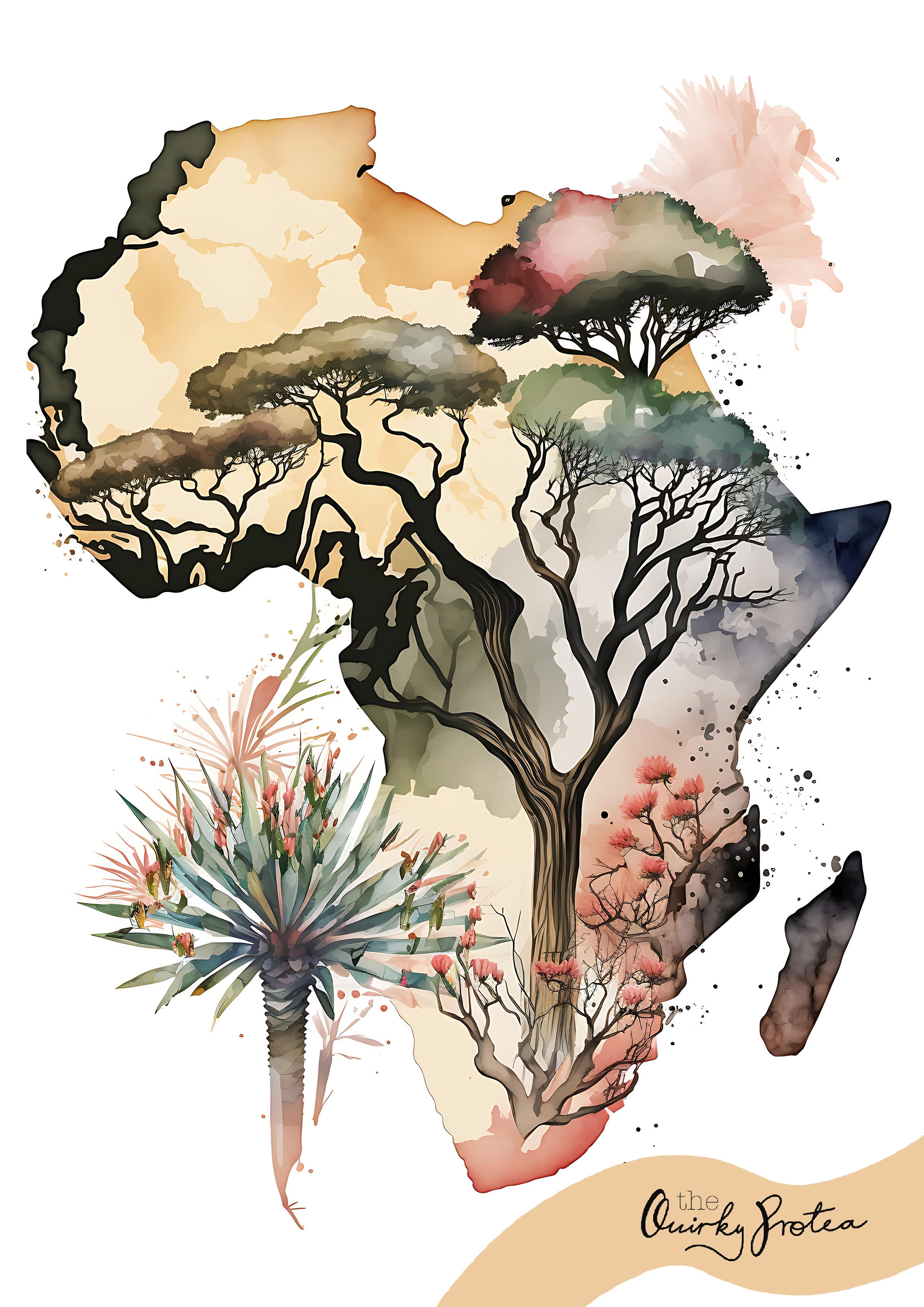 African Maps Watercolour Digital Download Wall Decor South - Etsy