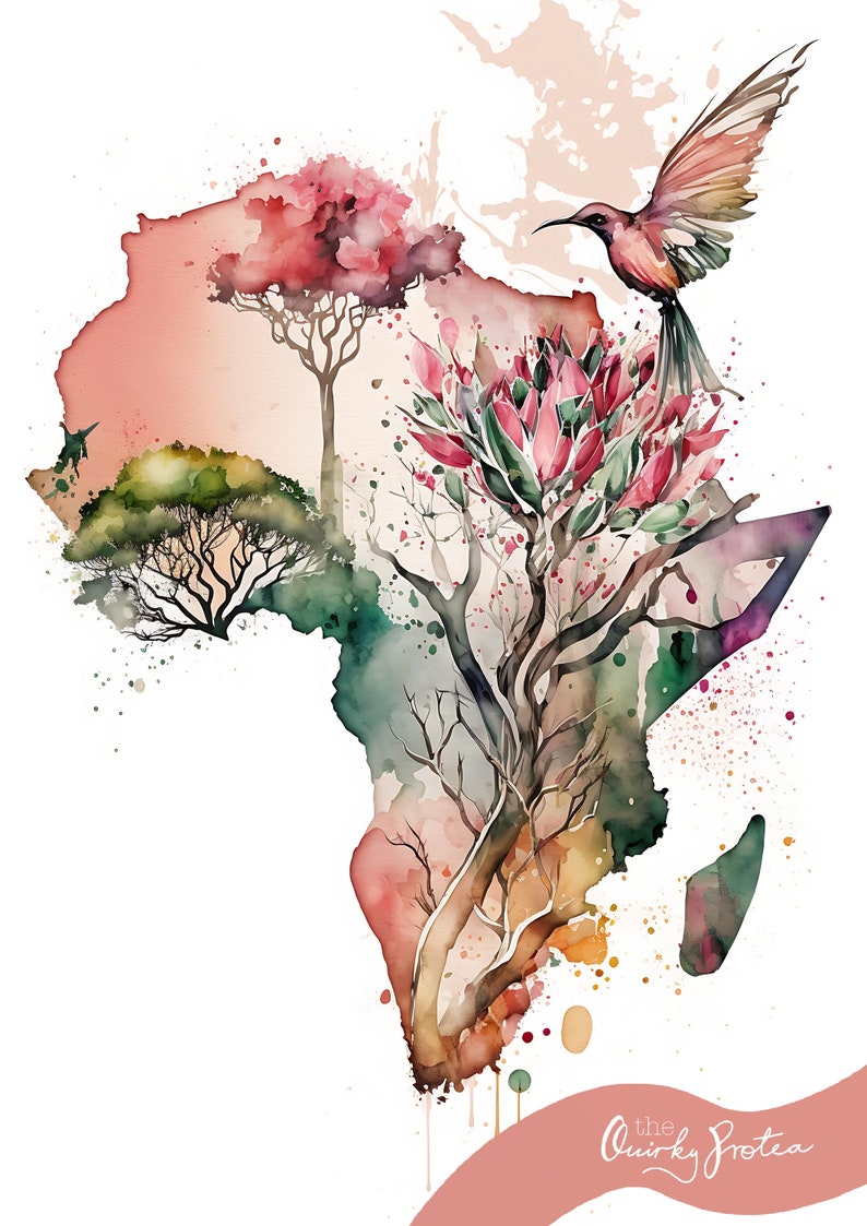 African Maps Watercolour Digital Download Wall Decor South - Etsy