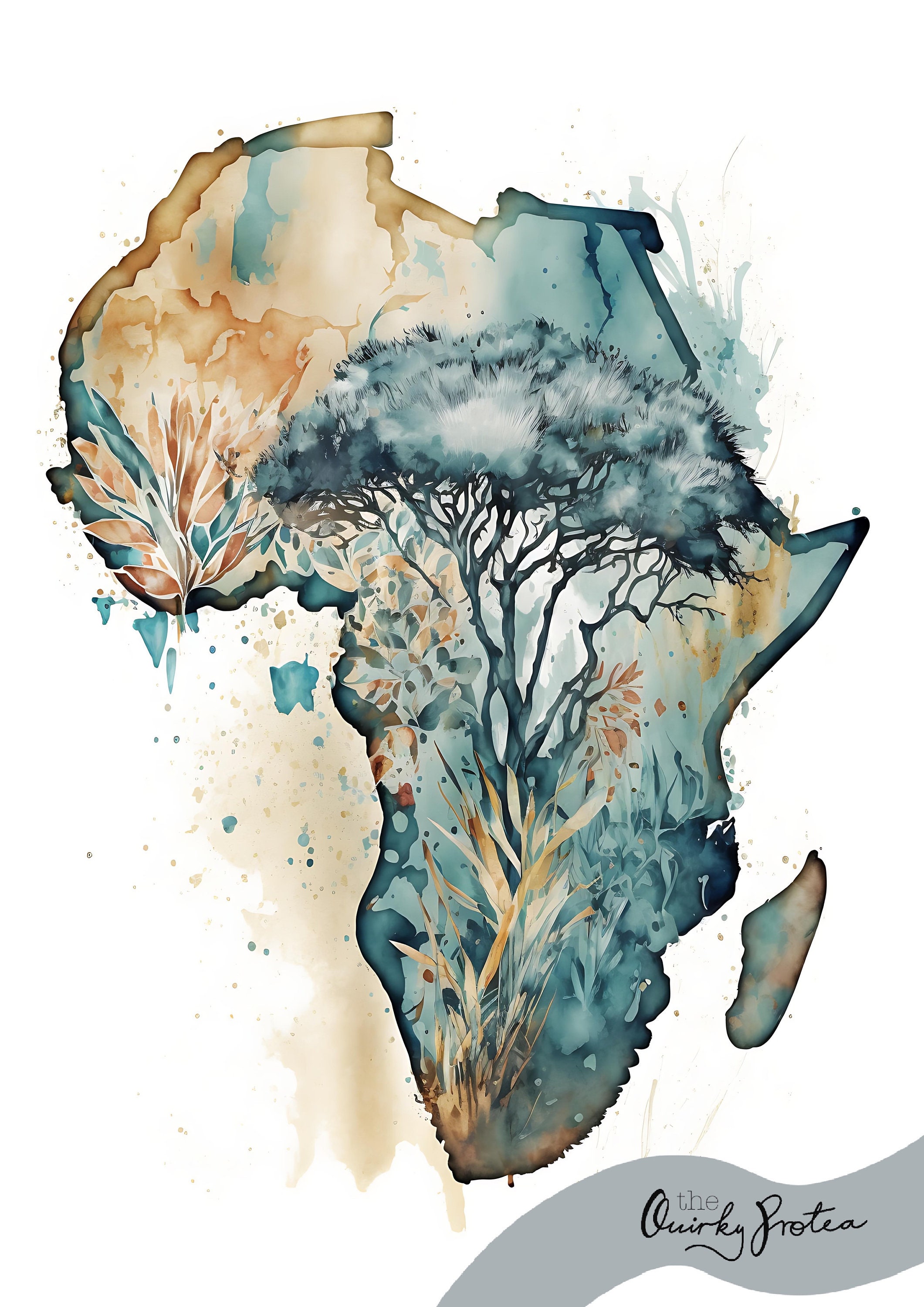 Set of 3 Africa Maps, Watercolour, Digital Download, Wall Decor, South ...