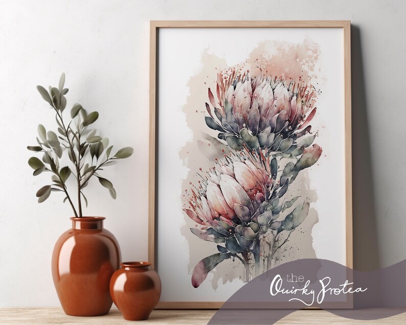 King Proteas, Clipart, Blush Pink Print, Protea Flower, Digital Prints, Floral Art, AI, South ...