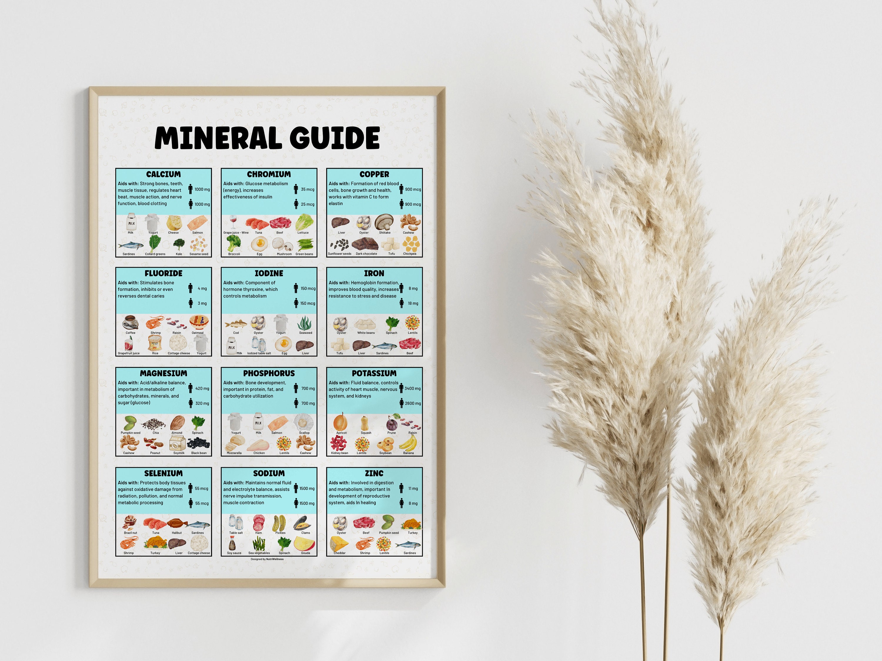 Mineral Guide Mineral Reference Chart Nutrition Information Chart for ...