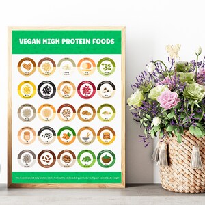 Vegan Protein Sources Poster, Plant Based Protein Infographic Nutrition ...