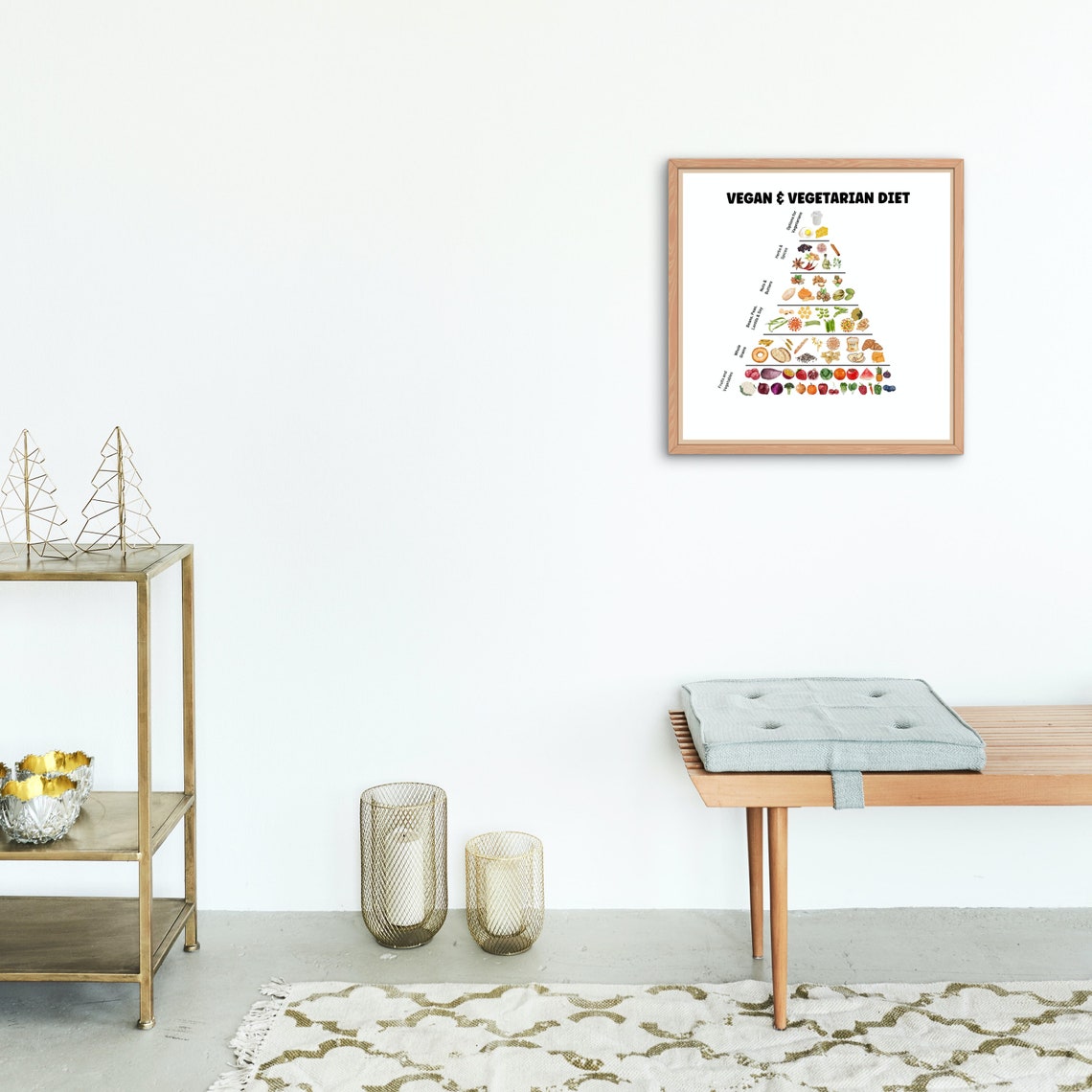 Vegan & Vegetarian Diet Pyramid Printable Nutrition Poster for Vegan ...