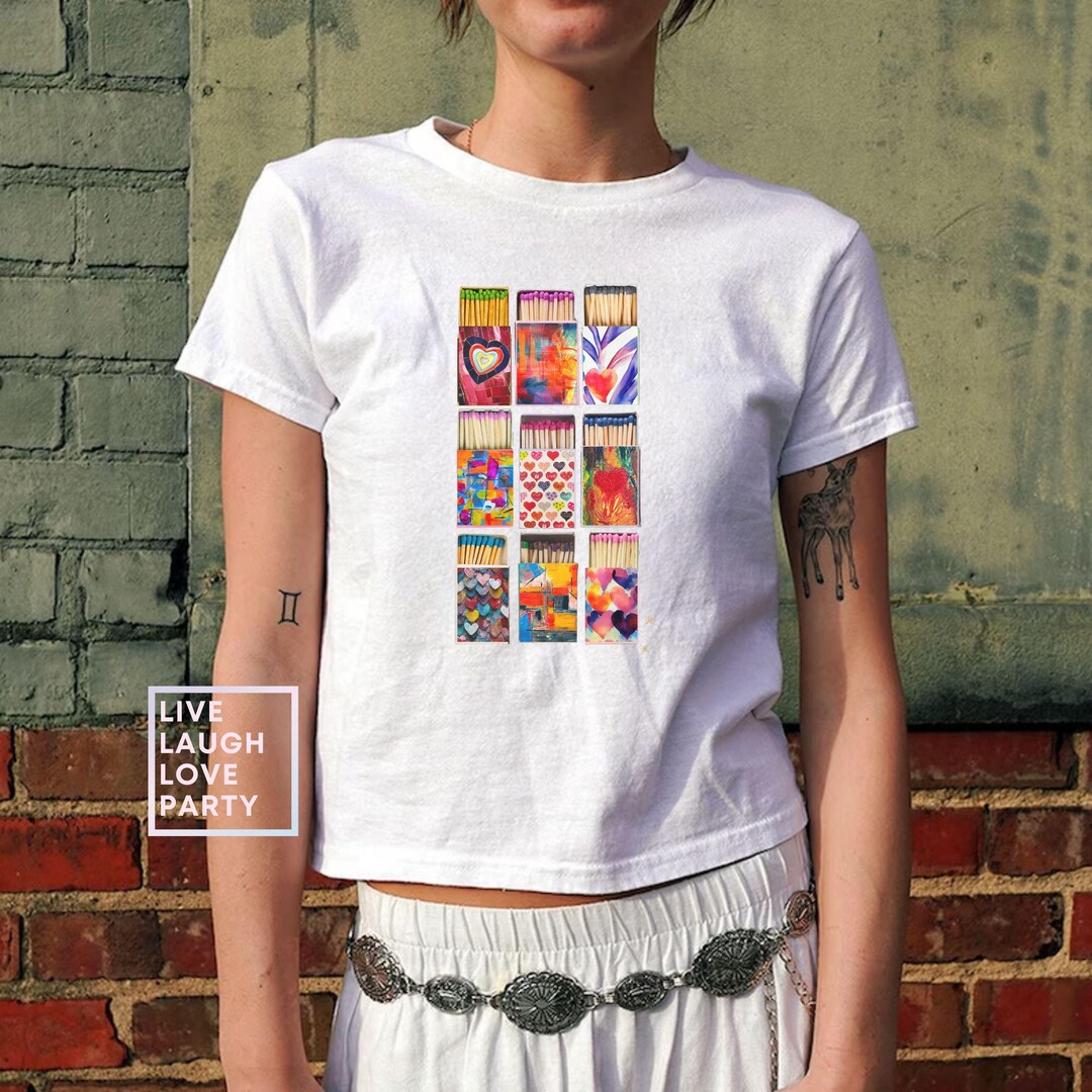 Vintage Match Box Valentine Baby Tee Inspired by Y2k Clothing With ...