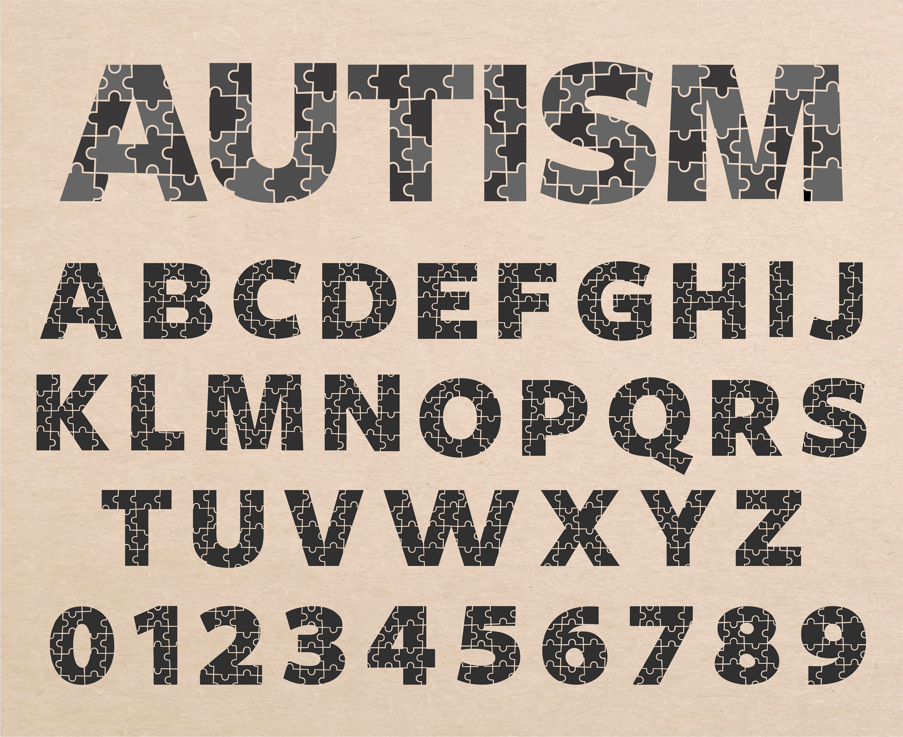Autism Font Autism Puzzle Pont Autism Letters Autism Alphabet Letters ...