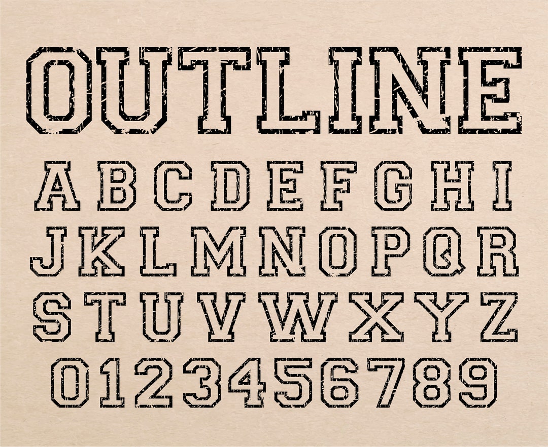 Outline Font Hollow Font Outline Font Distressed Varsity Font ... Outline Font Hollow Font Outline Font Distressed Varsity Font ...