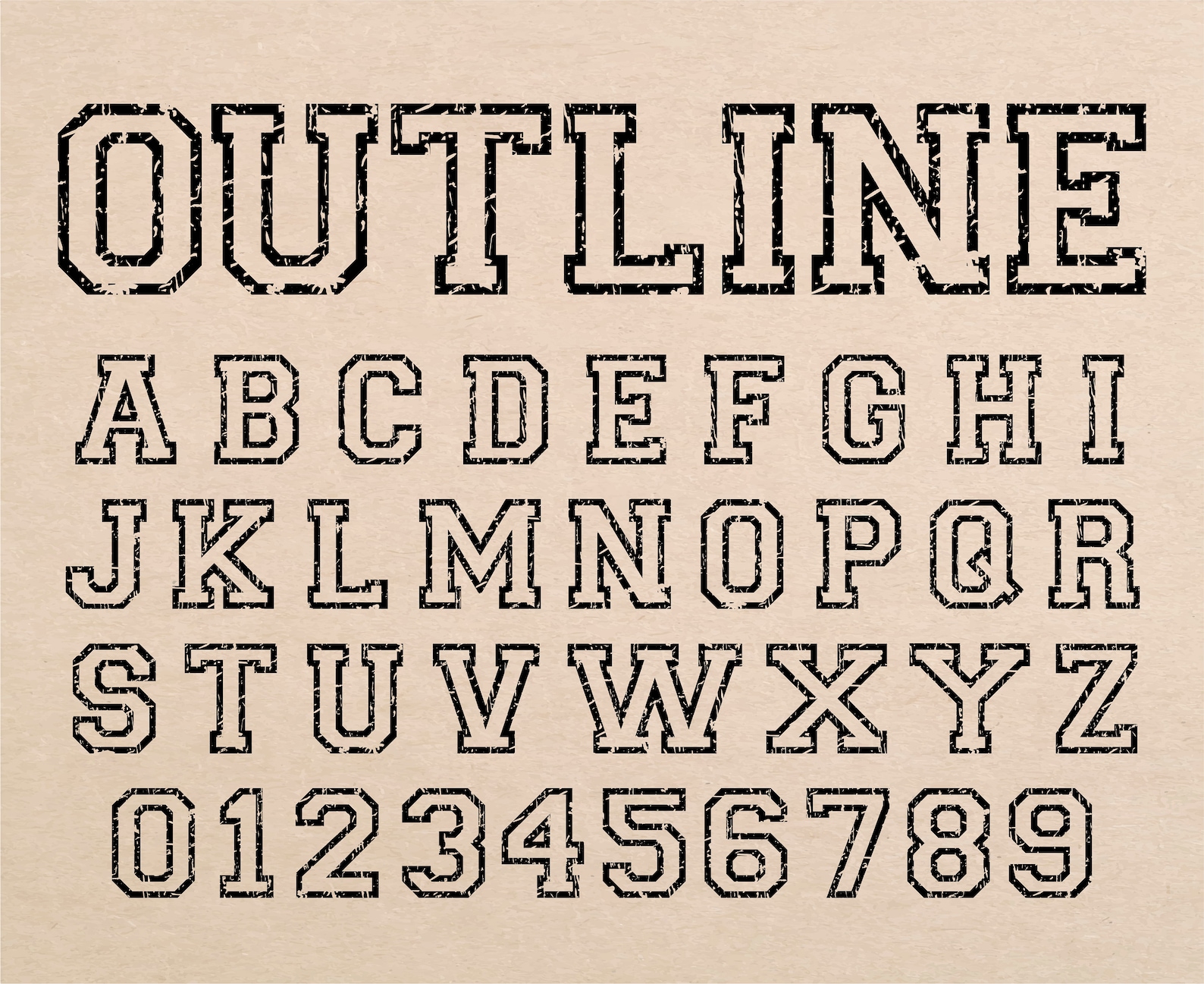 Outline Font Hollow Font Outline Font Distressed Varsity Font ...