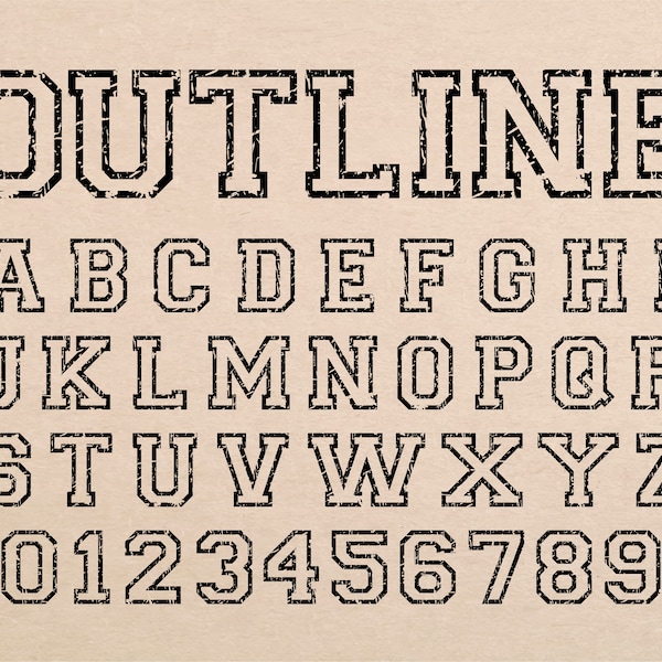 Hollow Varsity Letters Font Etsy