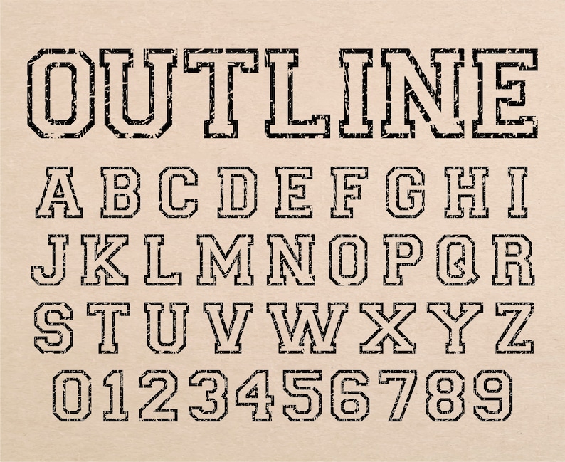 Outline Font Hollow Font Outline Font Distressed Varsity Font ...