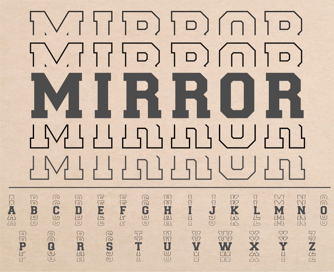 Mirror Font Mirror Letters Mirror Alphabet Echo Font Mirror Outline ...