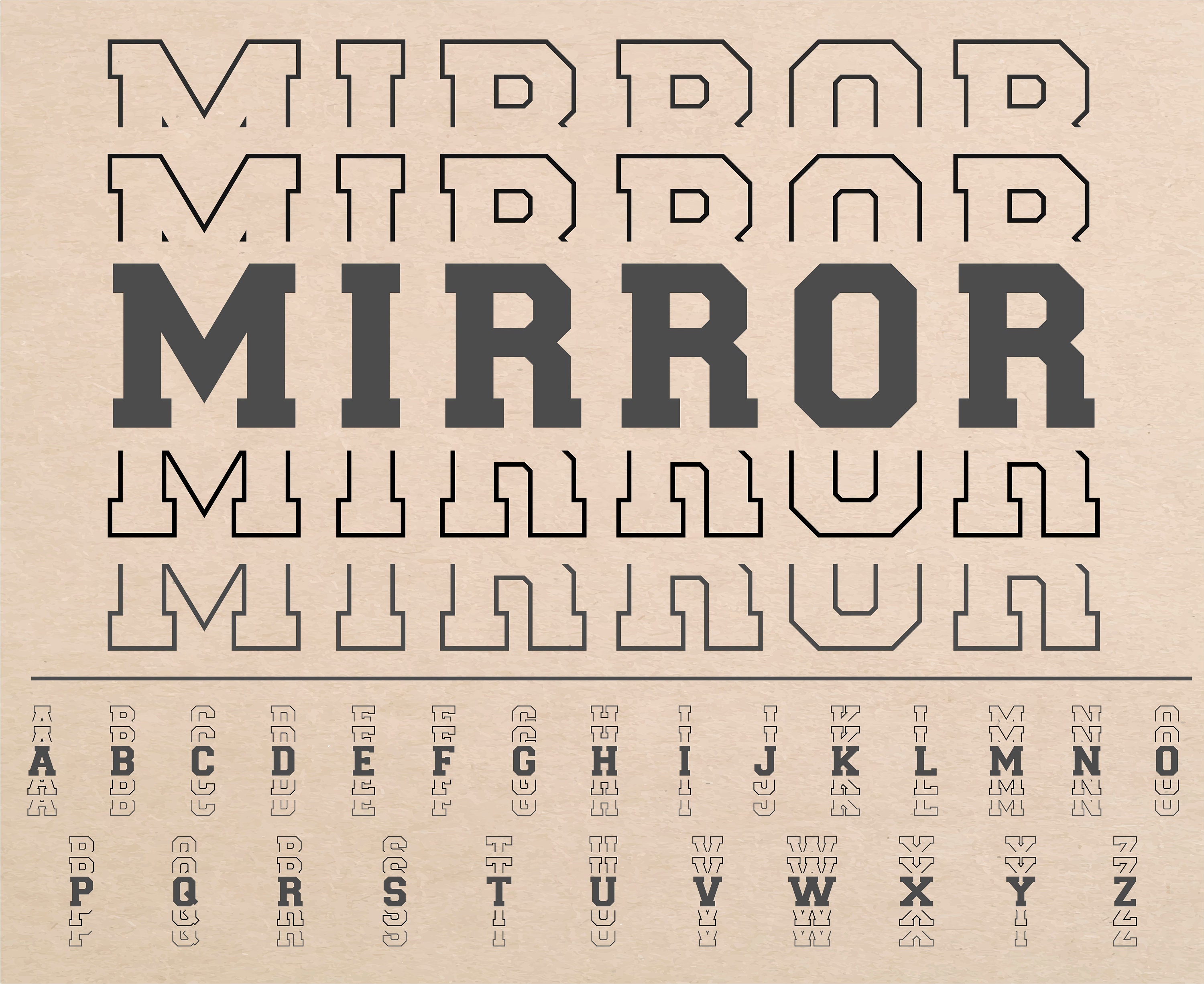 Mirror Font Mirror Letters Mirror Alphabet Echo Font Mirror Outline ...