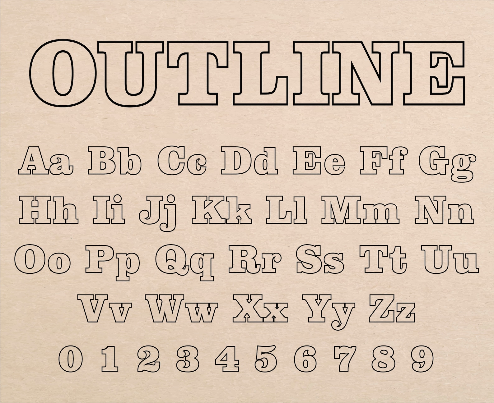 Outline Font Hollow Font Bold Outline Font Block Outline Font With ...