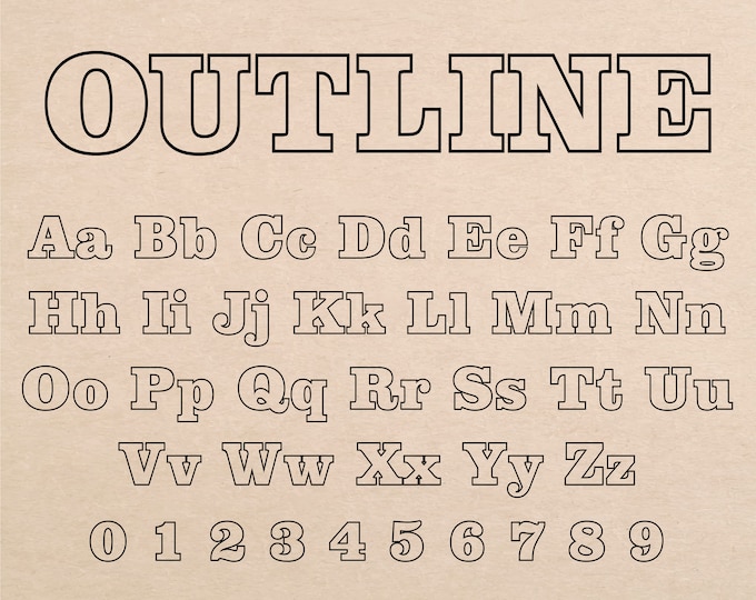 Outline Font Hollow Font Bold Outline Font Block Outline Font With ...