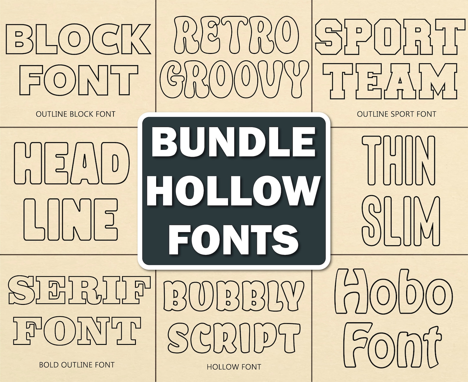Outline Font Outline Letters Hollow Font Bold Outline Font Block ...