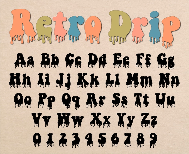 Drip Font Groovy Font Rerto Groovy Font Dripping Font Paint Drip Font ...