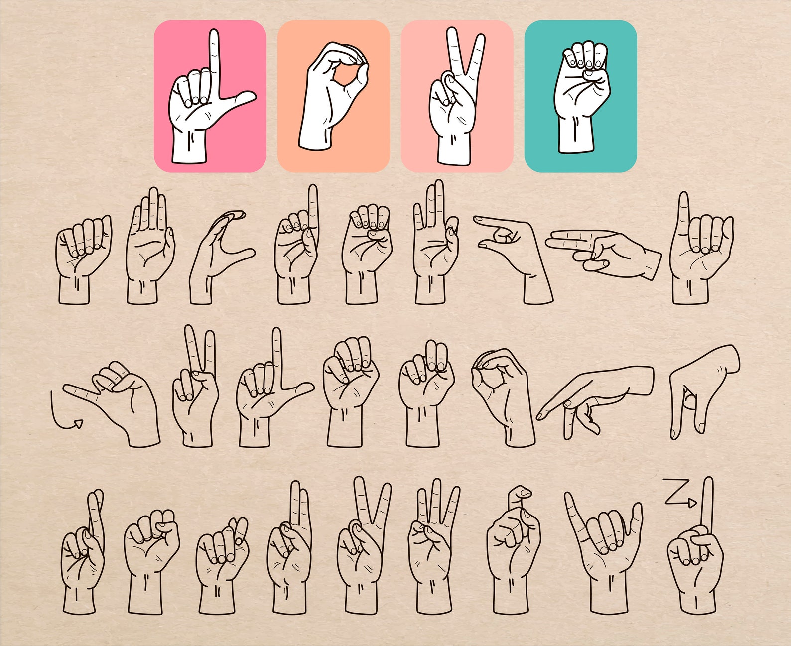 American Sign Language Svg Deaf Font ASL Svg Hand Letters Svg ASL ...