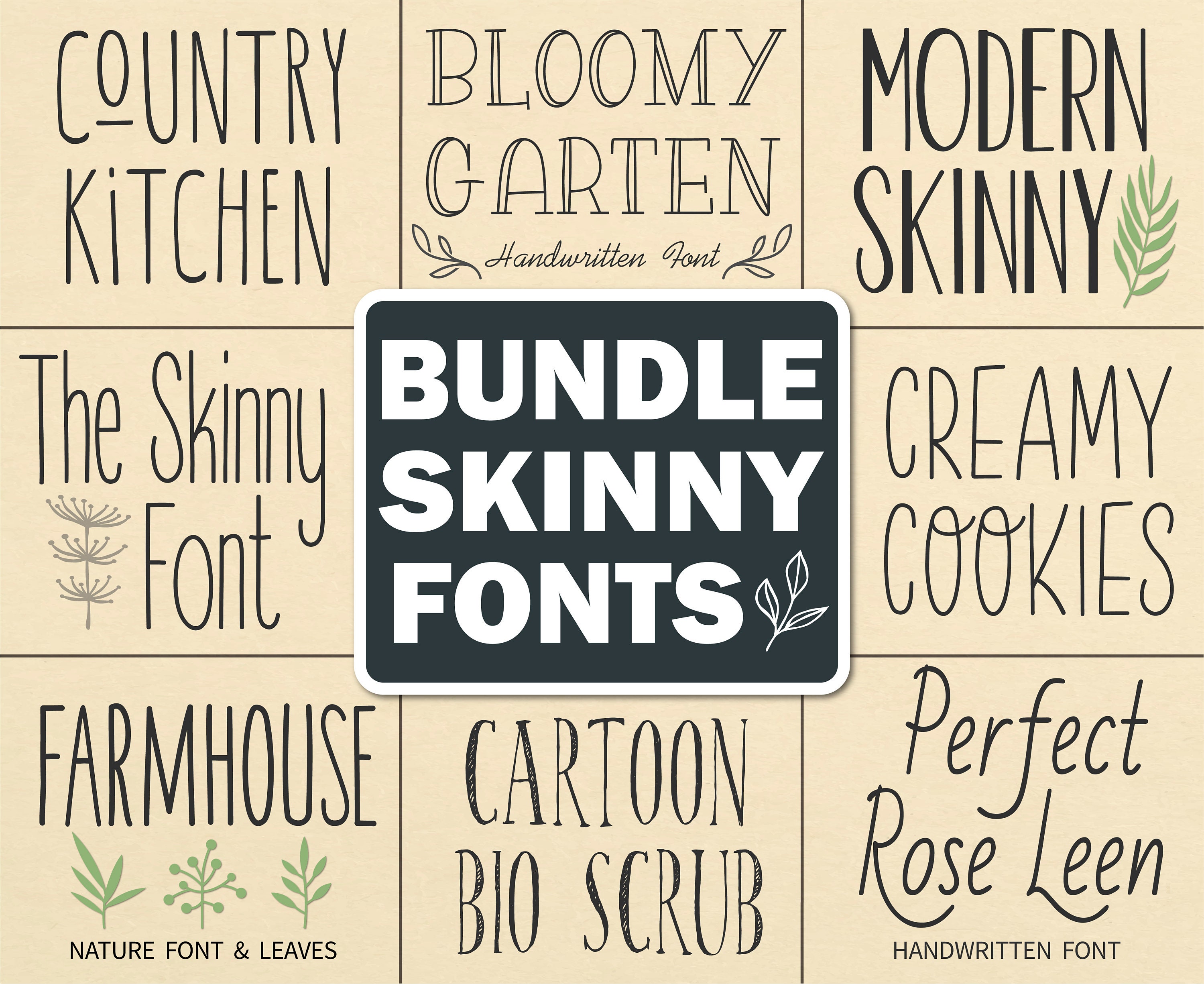 Thin Font Farmhouse Font Tall Thin Font Nature Font Country Font Skinny ...