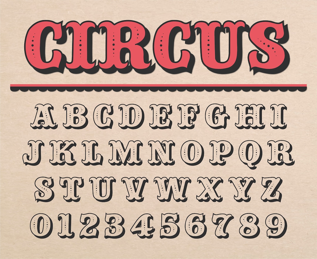 Circus Font Carnival Font Old Circus Font Vintage Circus Font Circus Style Font Carnival Letters ...