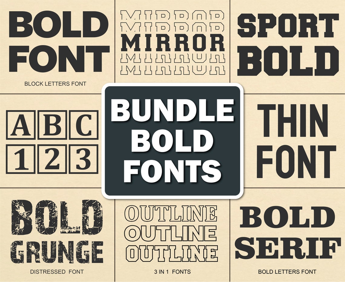 Bold Font Block Font Distressed Font Outline Font Block Bold Font ...