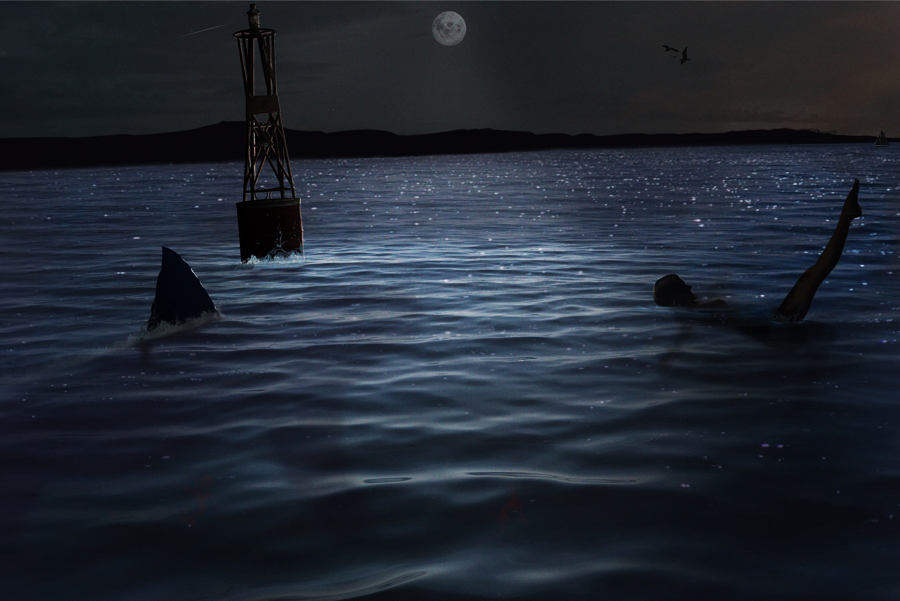 Jaws 'the First Victim' Giclée Art Print, High Quality Print, Modern ...