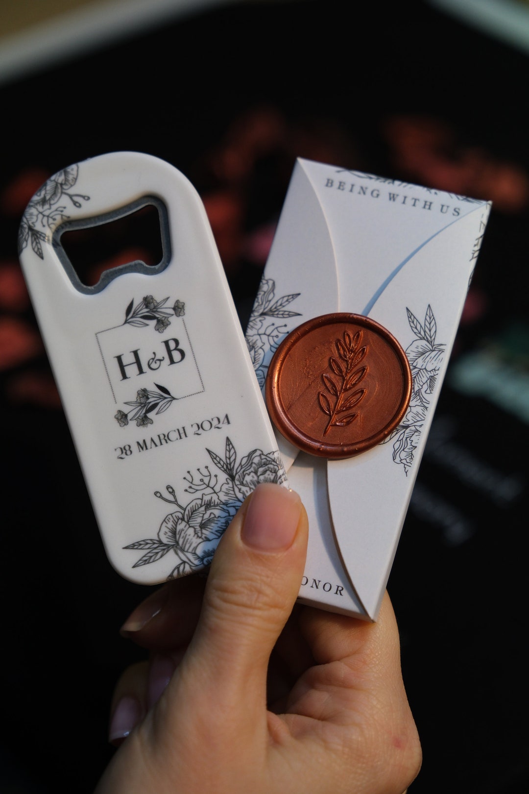 Elegant Wedding Favor - Magnetic Bottle Opener, Personalized Gift for ...