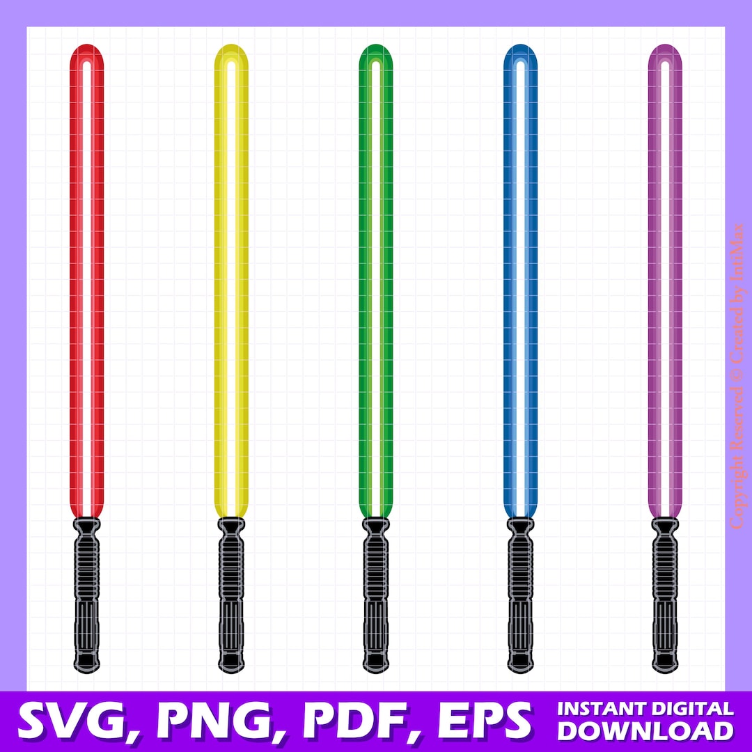 Lightsabers Svg Bundle, Light Saber Svg, Lightsaber Svg, Red Lightsaber ...