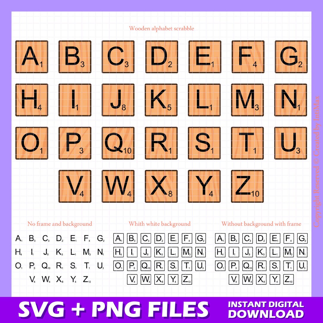 Scrabble Letters Bundle Svg, Png, Scrabble Wooden Tiles Svg, Scrabble ...