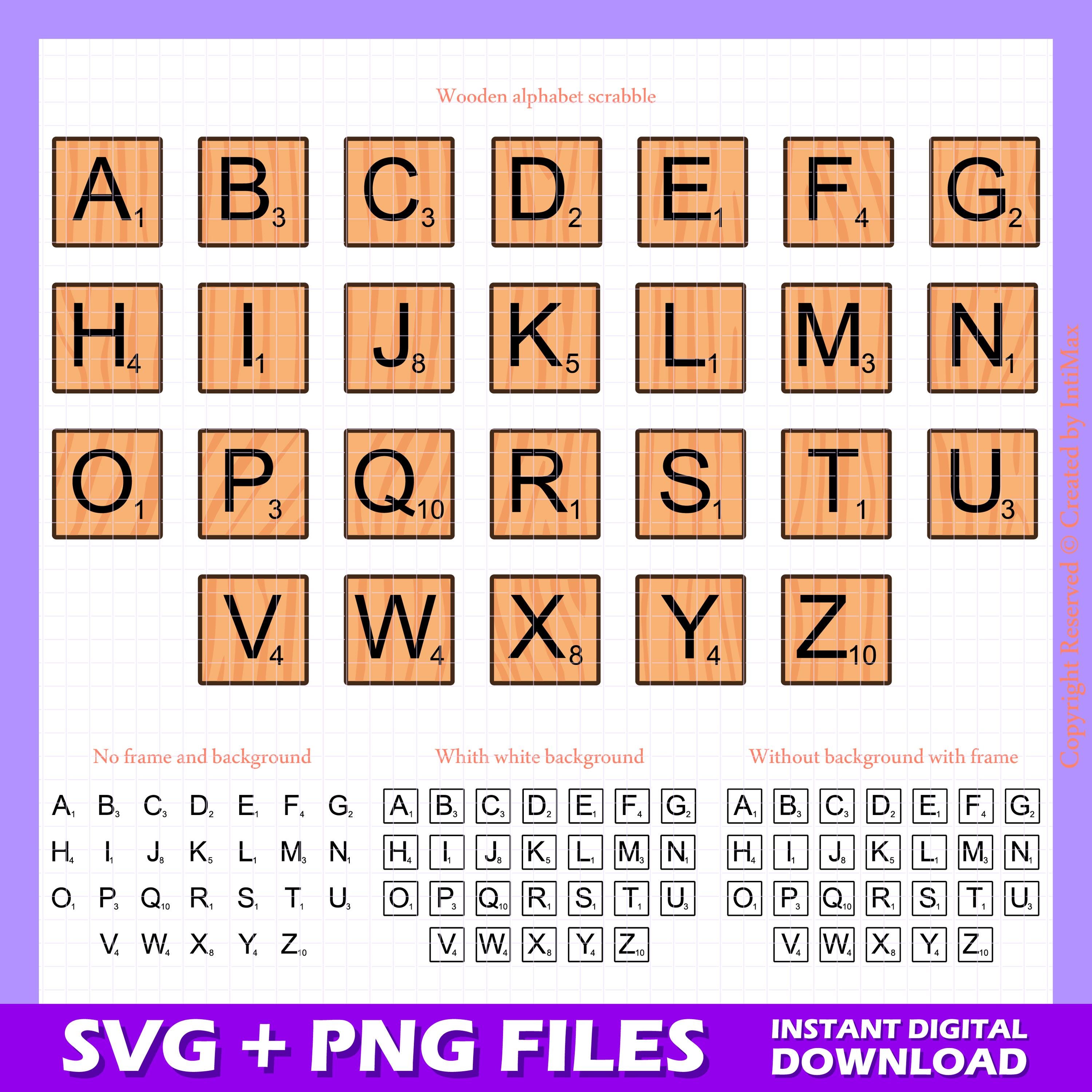 Scrabble Letters Bundle: Wooden Tiles Font - SVG, PNG (digital Download ...