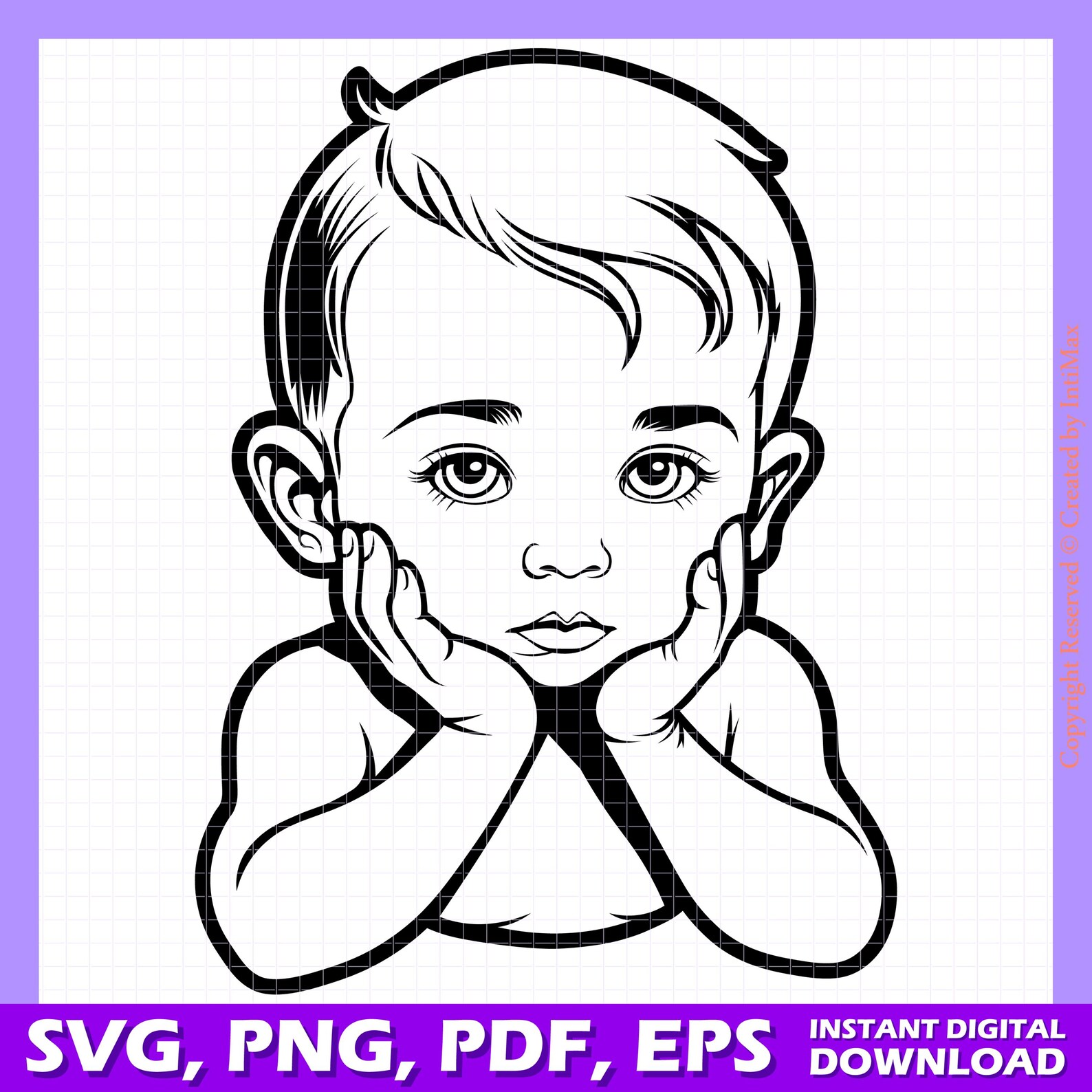 The Baby Propped His Face up With His Hands SVG, Beautiful Baby Svg ...