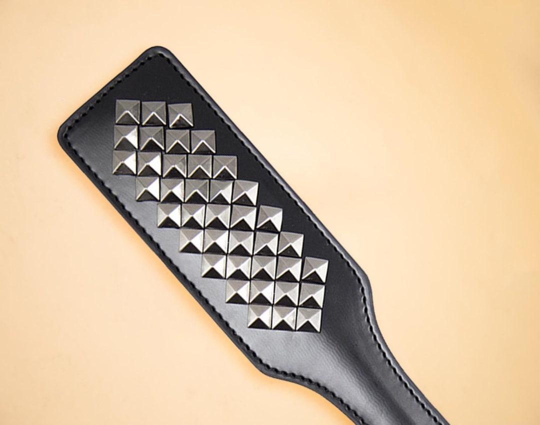 BDSM Paddle With Black Metal Non-sharp and Spiked on the Leather, Sex ...