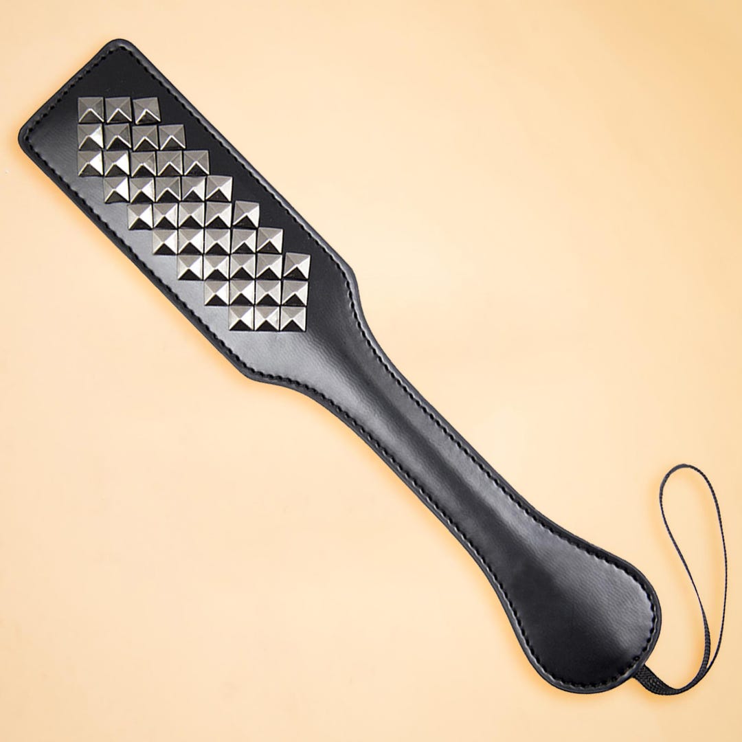 BDSM Paddle With Black Metal Non-sharp and Spiked on the Leather, Sex ...
