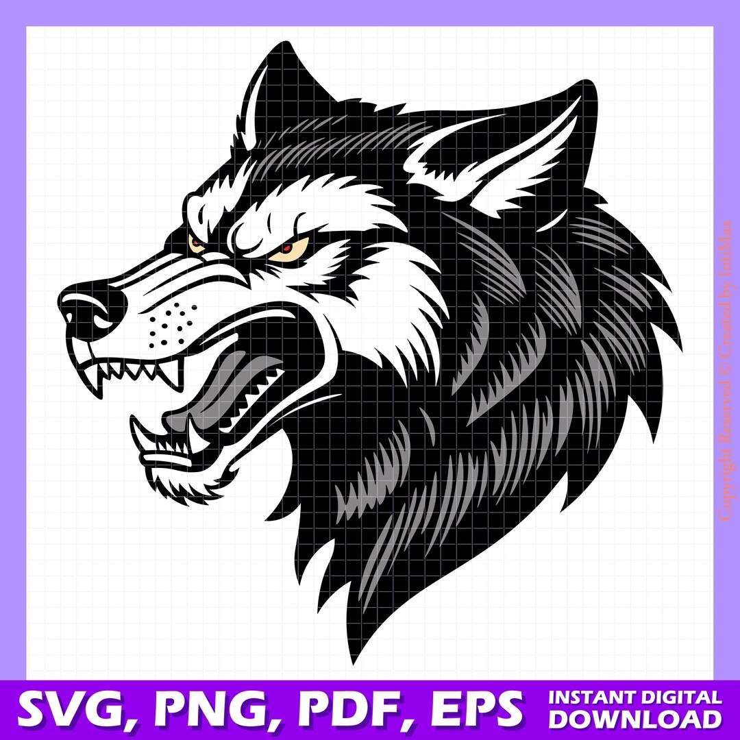 Aggressive Wolf Head SVG: Mascot Logo for Cricut (digital Download) - Etsy