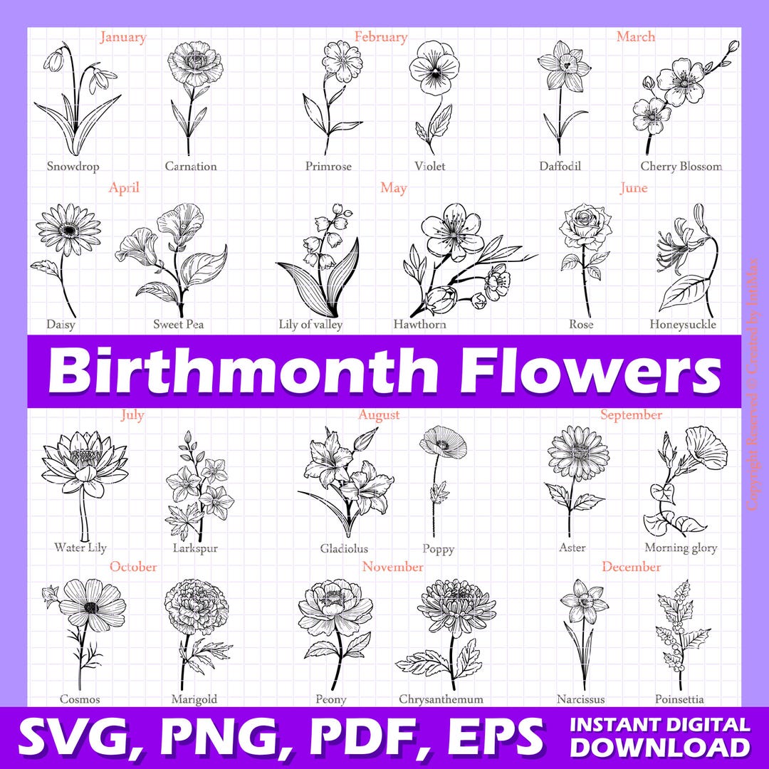Birth Month Flowers Svg