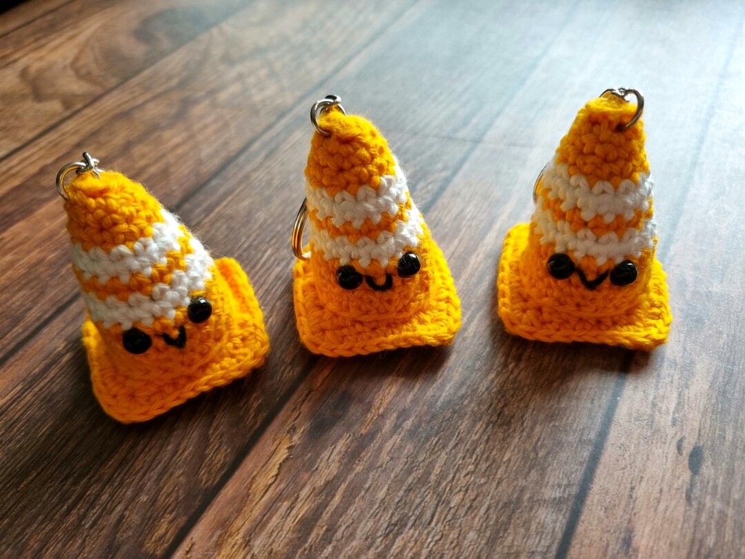 Crochet Traffic Cone Key Chain - Etsy UK