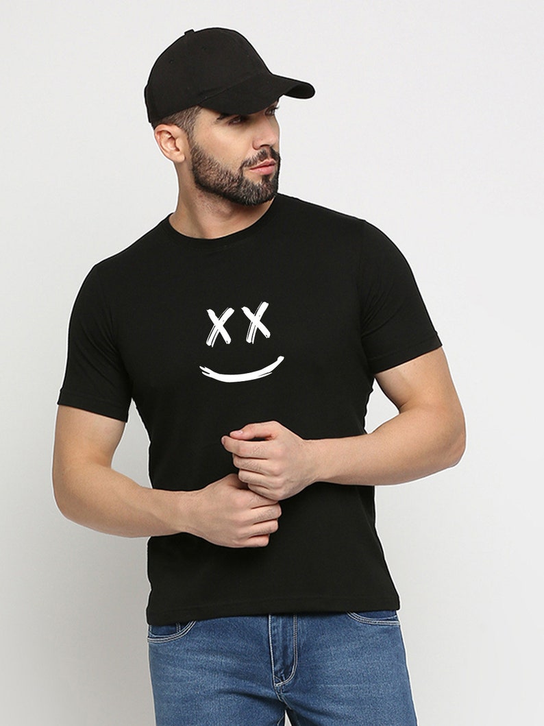 Smiley Face Printed T-shirt, Funny T-shirt, Unisex Tee, Happy T-shirt S ...