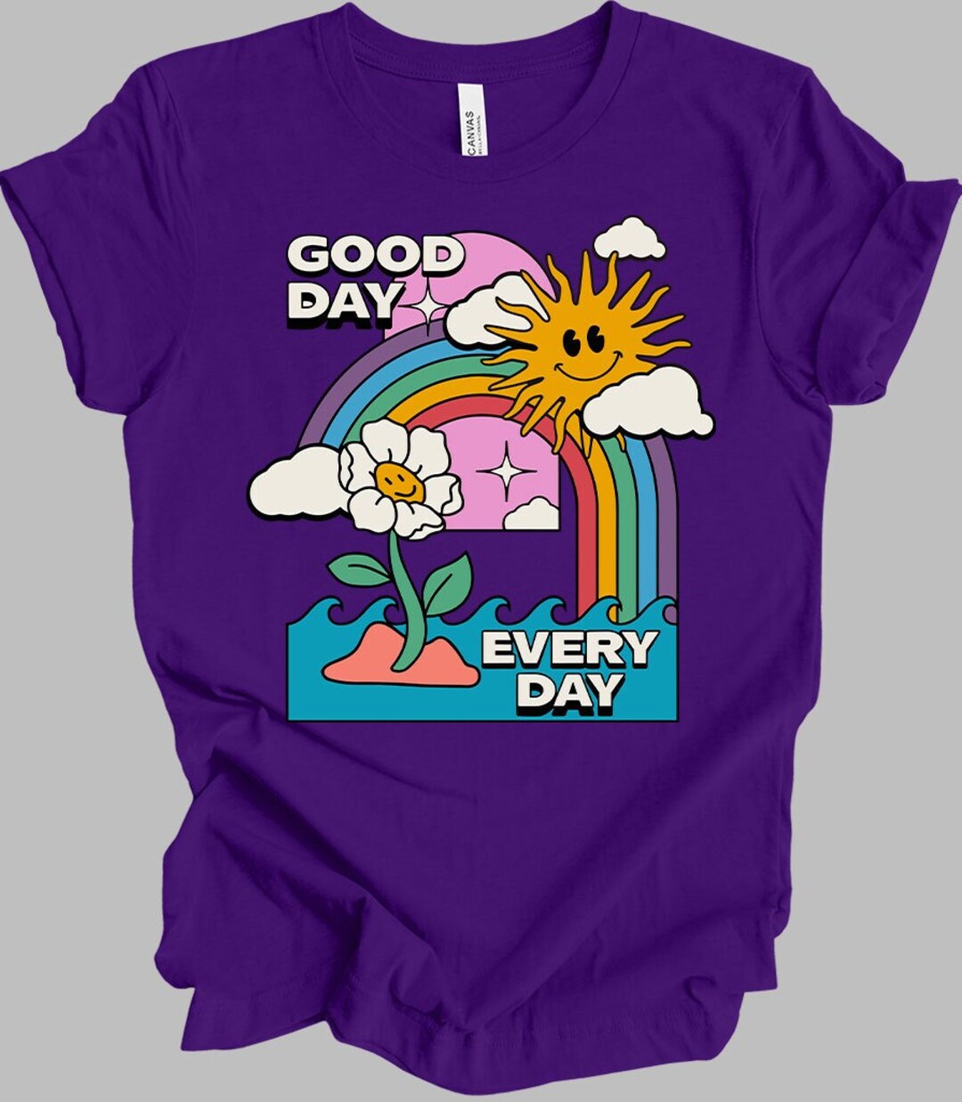 Good Day Every Day Tee Graphic T-shirt by Mod Ecru Cheerful Rainbow ...