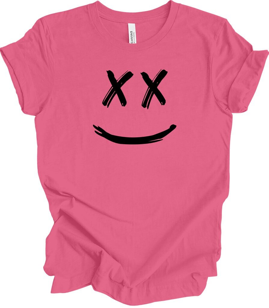 Smiley Face Printed T-shirt, Funny T-shirt, Unisex Tee, Happy T-shirt S ...