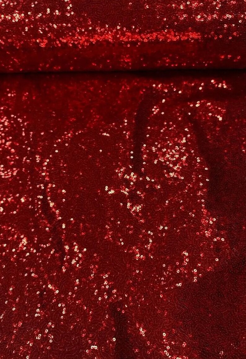 Red Stretch Sequin Fabric for Dress, Sequin Fabric by the Yard, Shiny ...