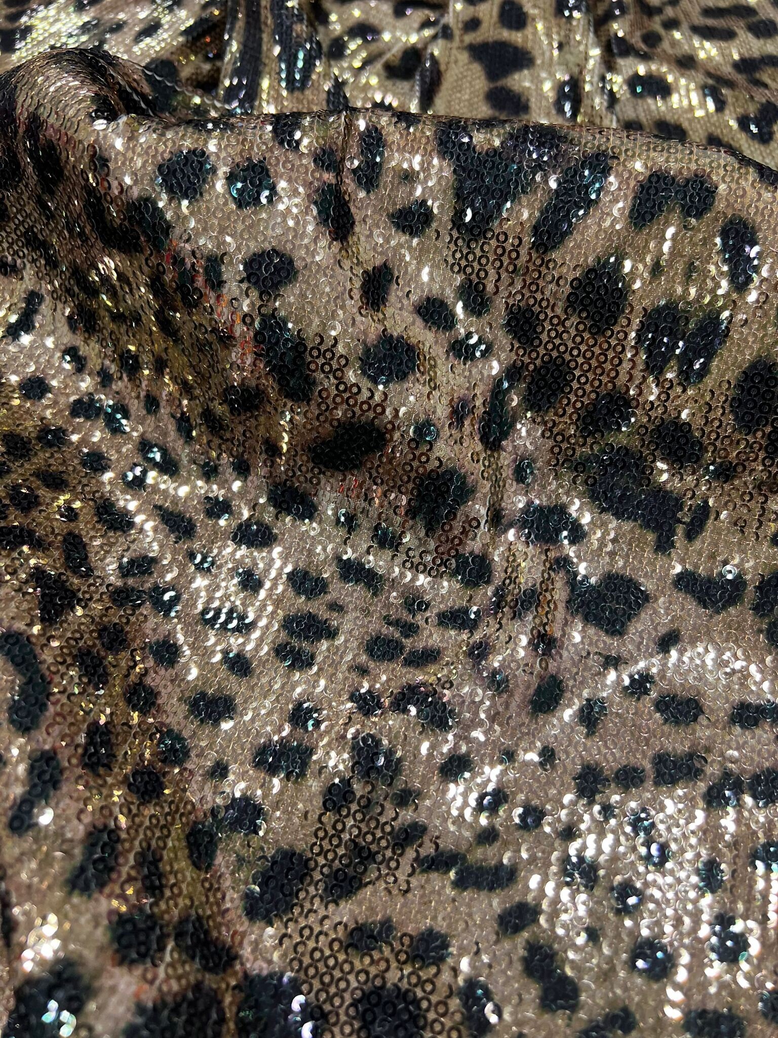 Red Leopar Patterned Sequin Fabric by the Yard, 2 Way Stretch Evening ...