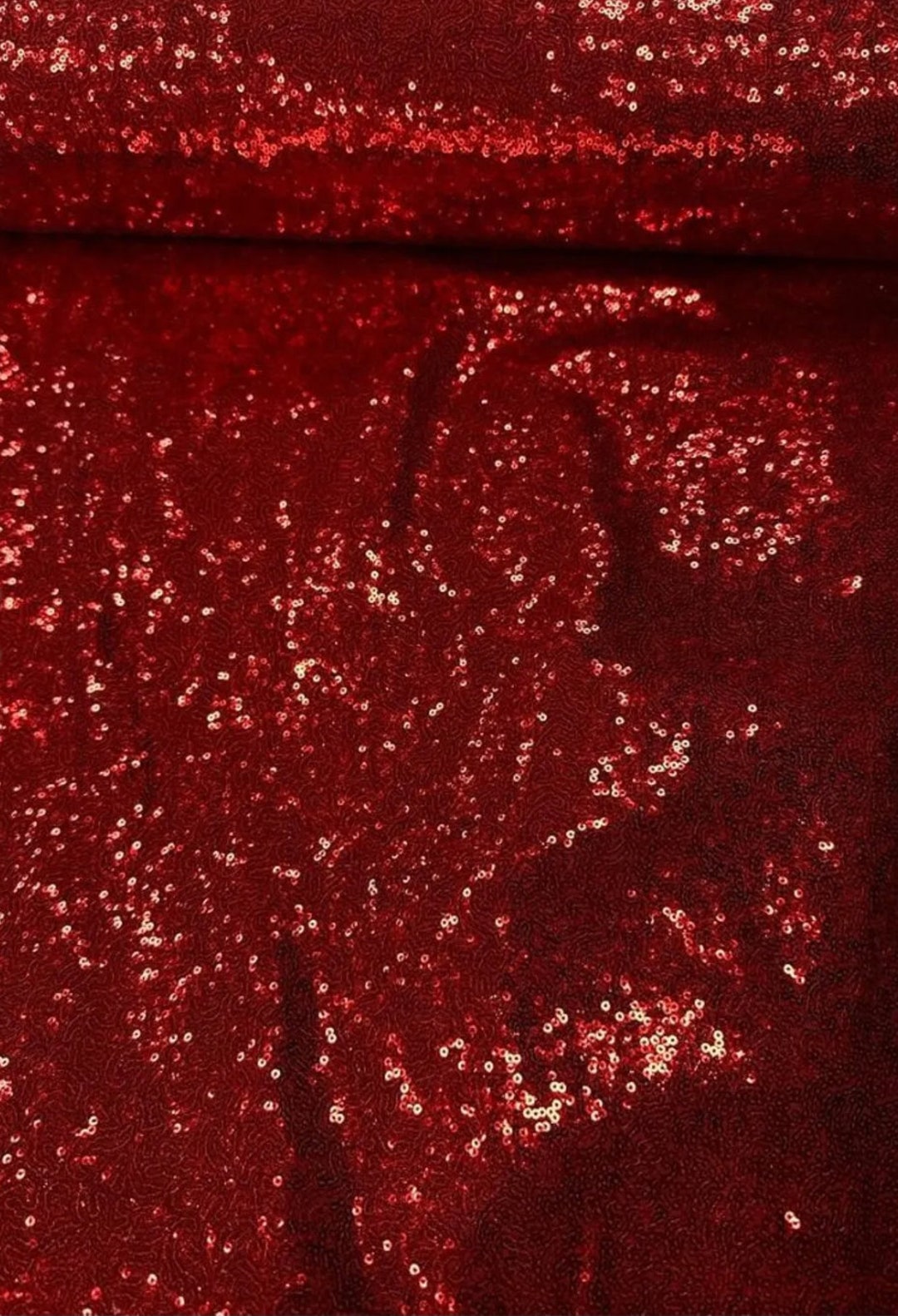 Red Stretch Sequin Fabric for Dress, Sequin Fabric by the Yard, Shiny ...