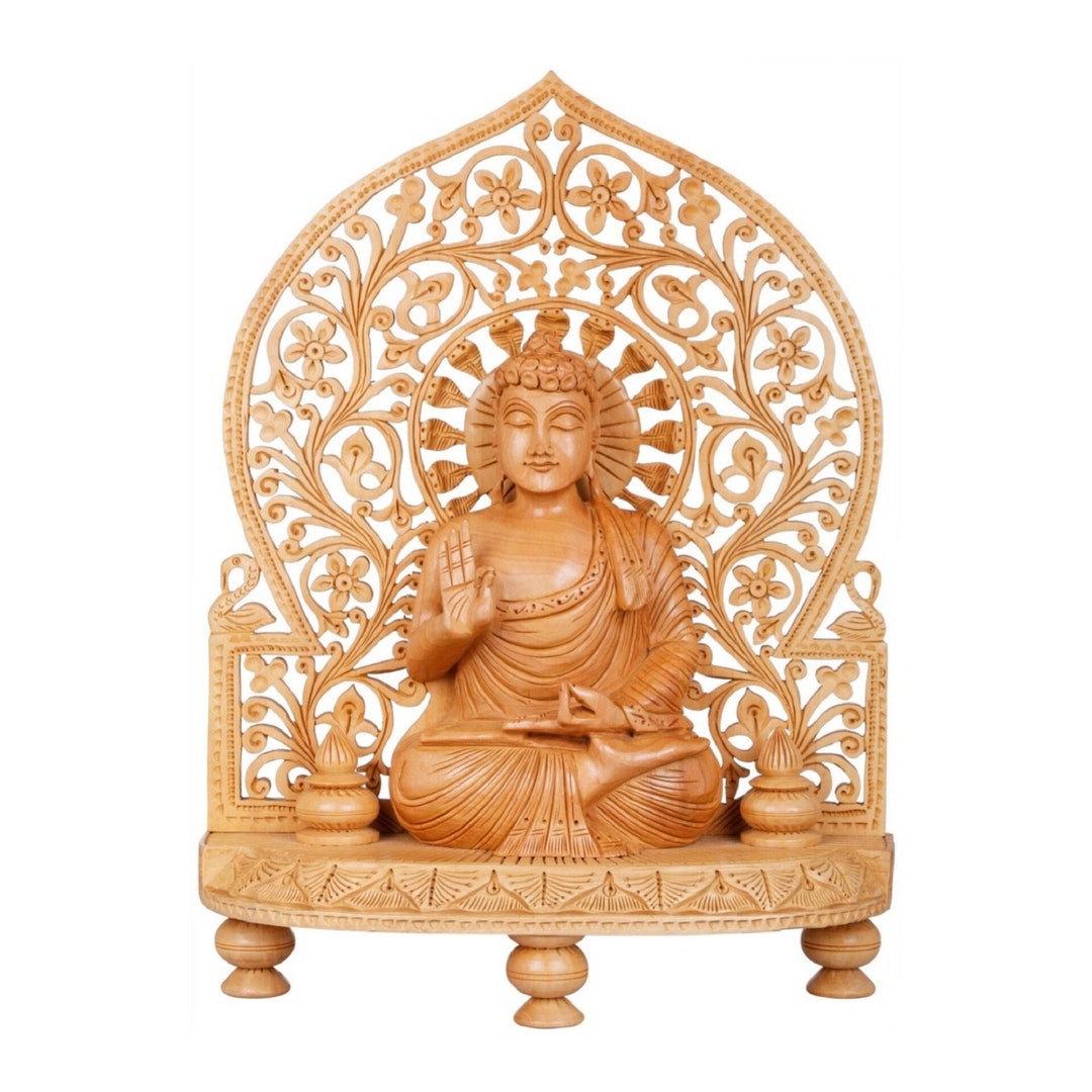 Wooden Lord Buddha Meditating Buddha Showpiece Hand Carved Gautham ...