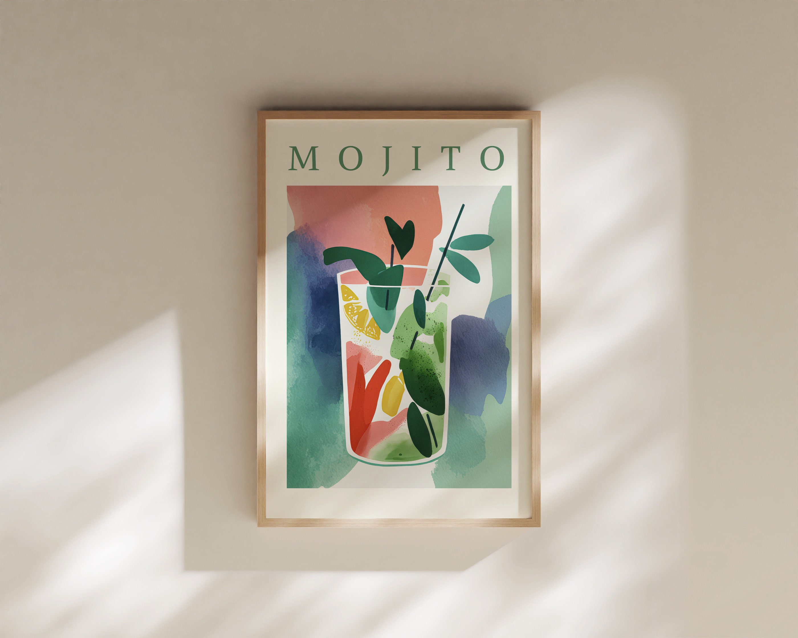 Cute Mojito Cocktail Poster, Digital Download, Cute Orange Mojito ...