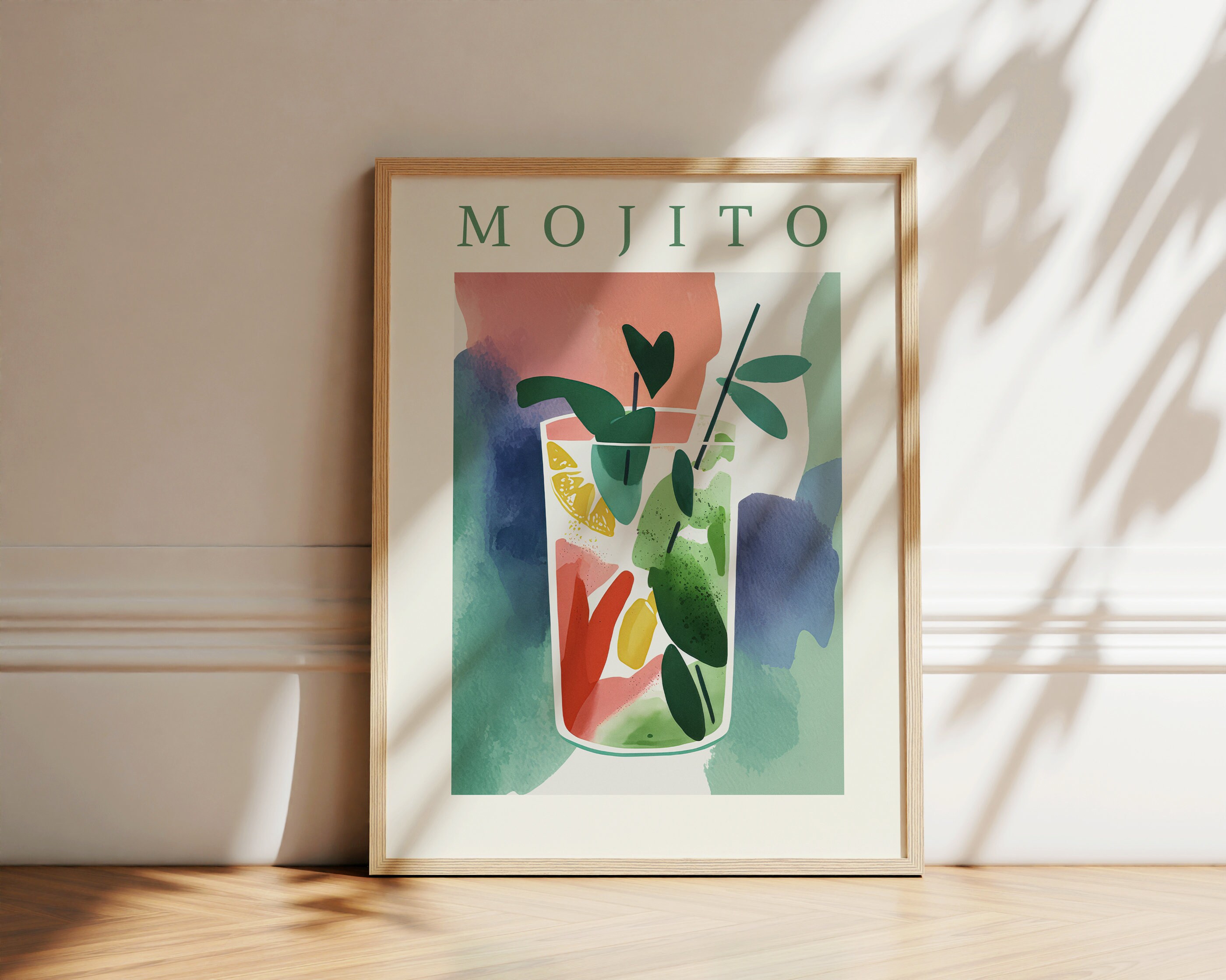 Cute Mojito Cocktail Poster, Digital Download, Cute Orange Mojito ...