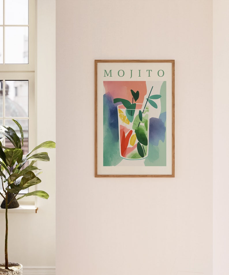 Cute Mojito Cocktail Poster, Digital Download, Cute Orange Mojito ...