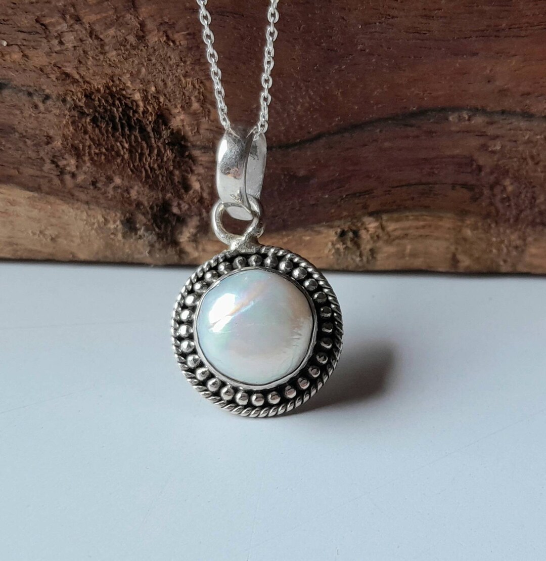 Dainty Pearl Necklace, Single Pearl Necklace, Handmade Pendant, 925 ...