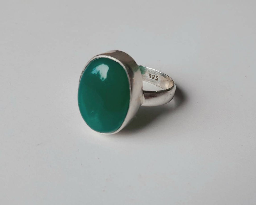 Green Onyx Ring, Handmade Ring, Minimalist Ring, 925 Sterling Silver ...