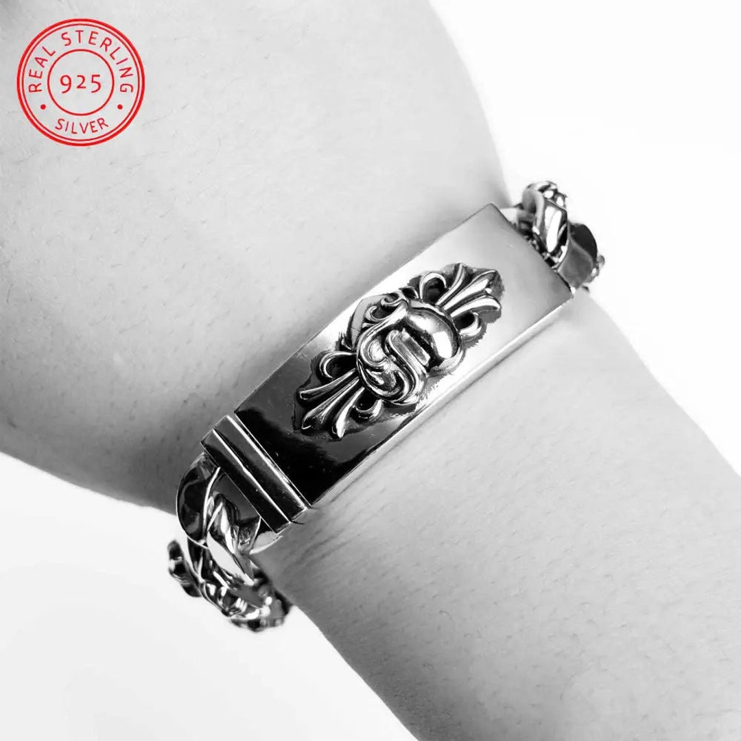 Chrome Hearts Style Insignia Id Fancy Chain Bracelet - Etsy
