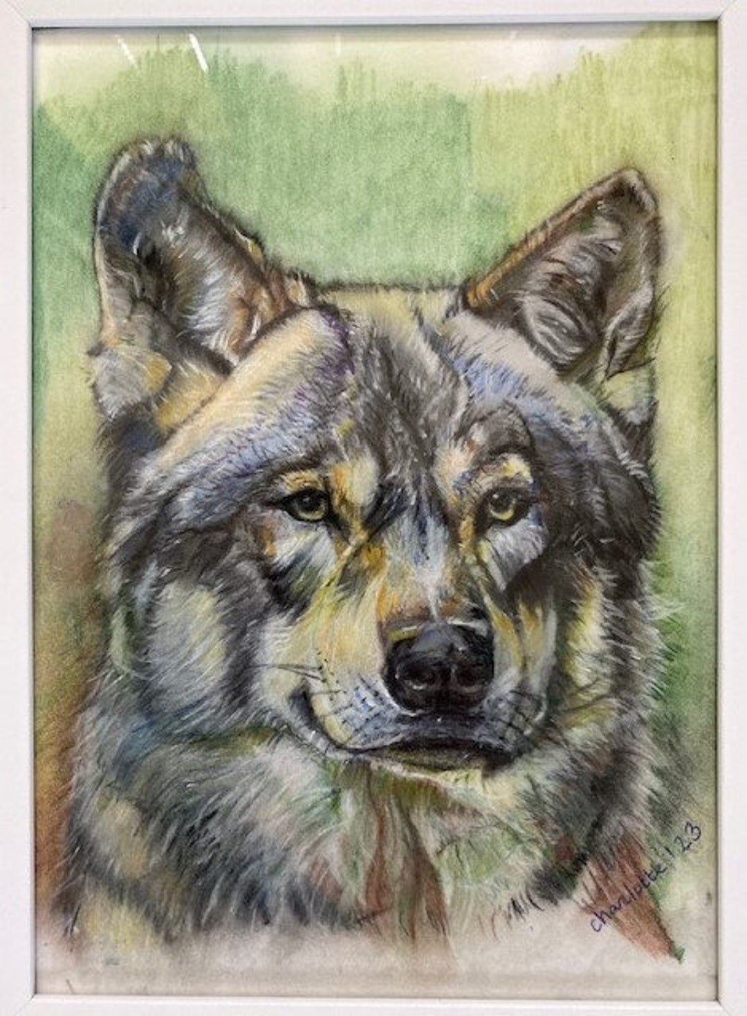Unique, Handmade Pastel Chalk Drawing of a Wolf. Size A-4 - Etsy