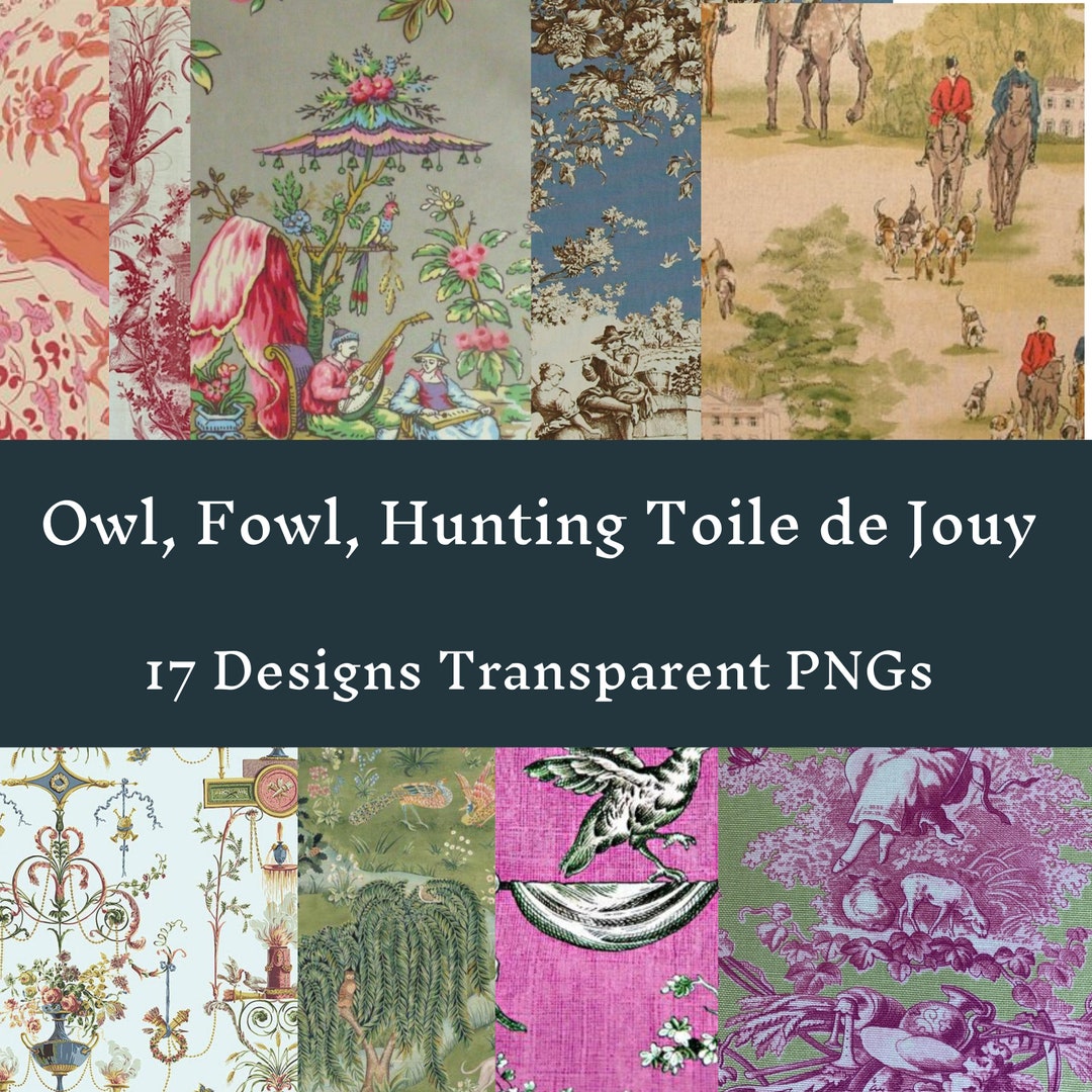 Toile De Jouy Hunting Scene Paper Bundle With Owls Fox and Birds Toile ...